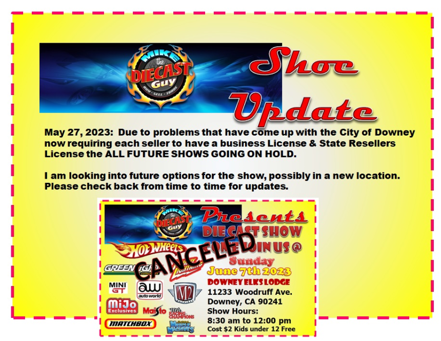 Exclusive Diecast Cars - Upcoming Events